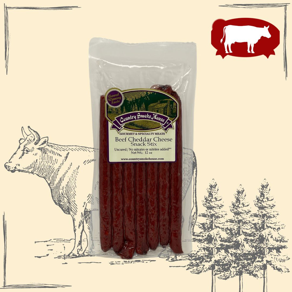 Uncured Beef Cheddar Cheese Snack Sticks – Country Smoke House