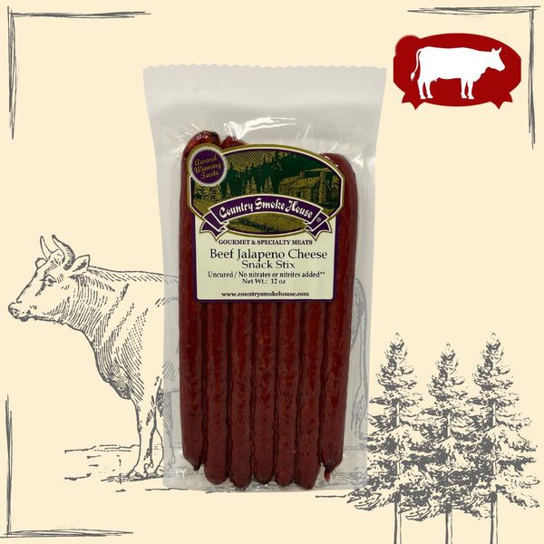 Uncured Beef Jalapeno Cheese Snack Sticks | Country Smoke House