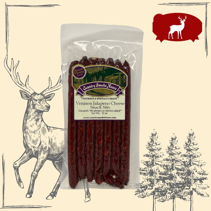 Uncured Venison Jalapeno Cheese Snack Sticks | Country Smoke House