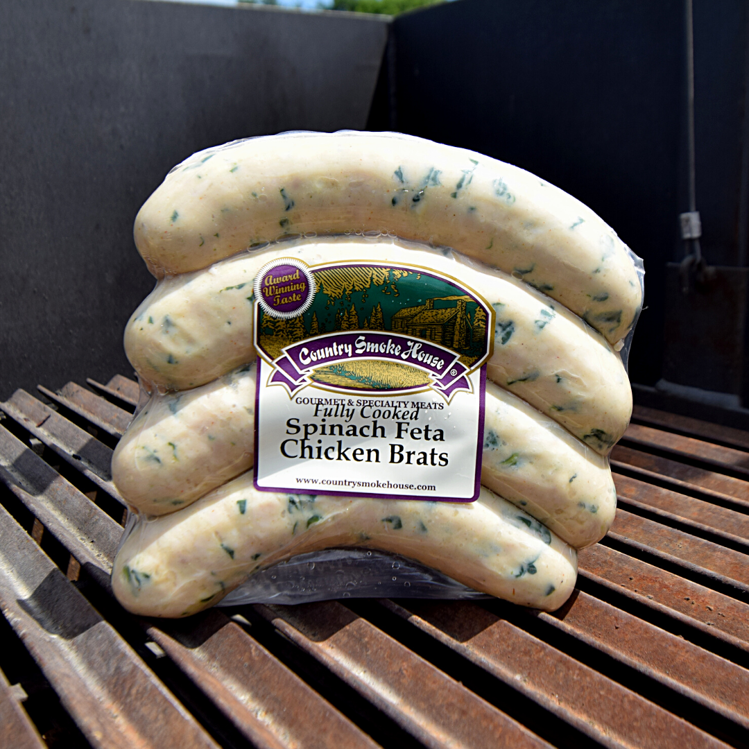 Spinach Feta Chicken Brats | Gourmet Chicken Sausages | Country Smoke House