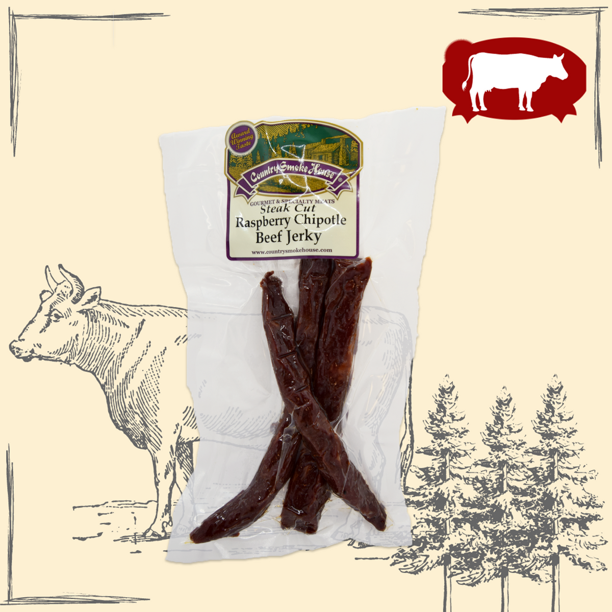 Buy Premium Steak Cut Raspberry Chipotle Beef Jerky Online | Country ...