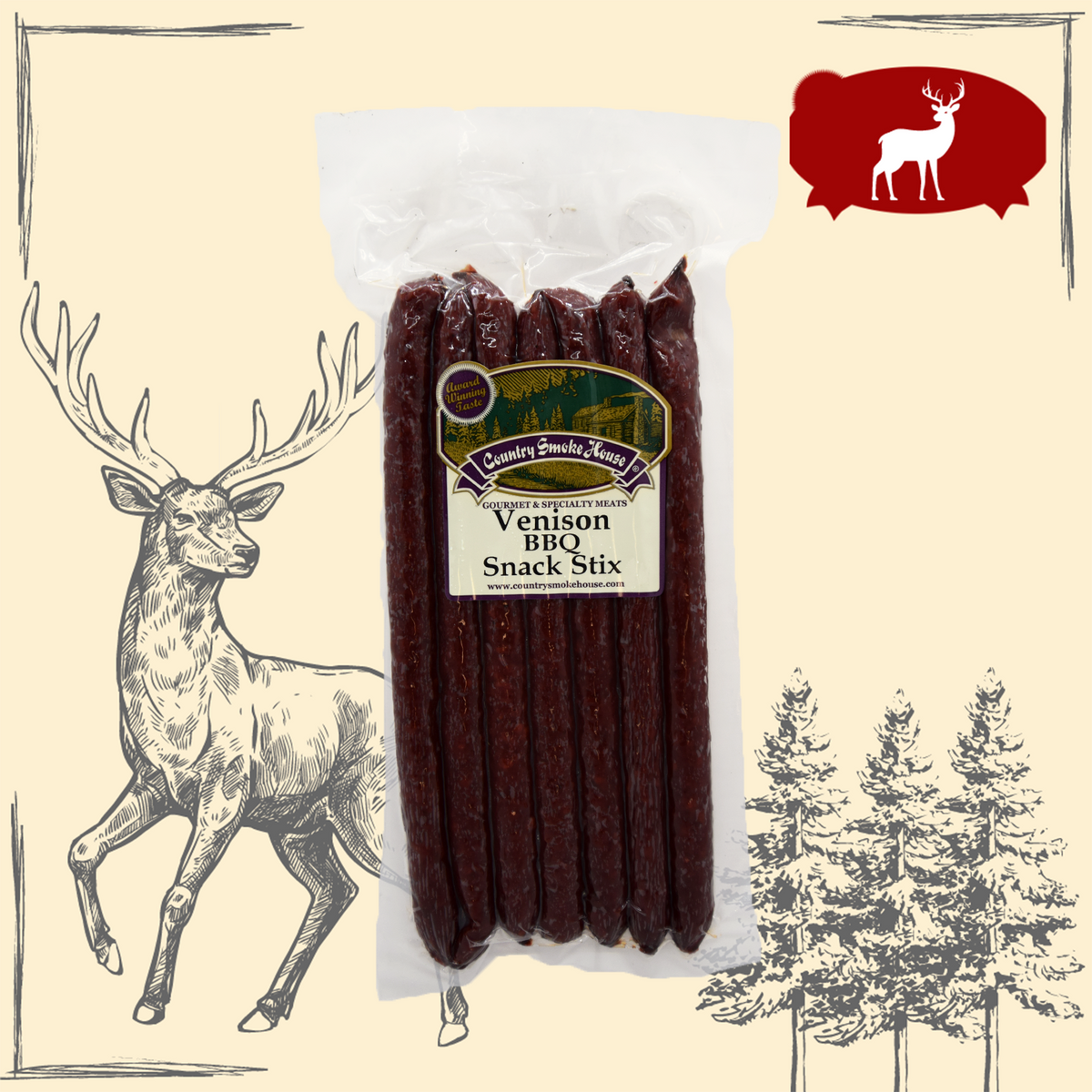 Venison BBQ Snack Sticks | Savory High-Protein Snack | Country Smoke House